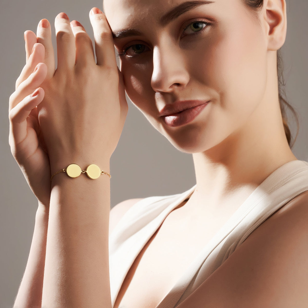 Mysha Personalized Eternal Dual Initial Circle Bracelet– All Silver Gifts