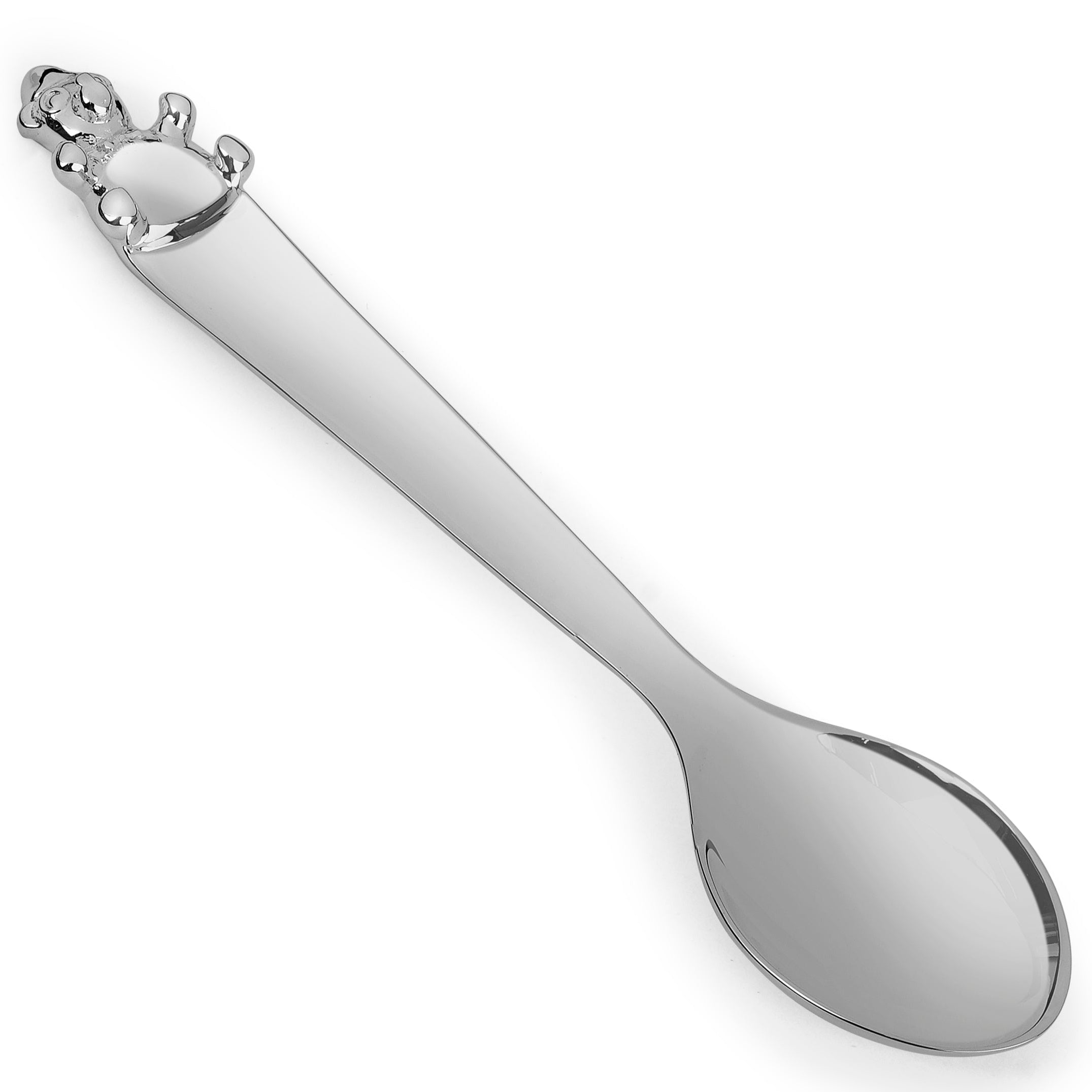 Teddy Sterling Silver Baby Feeding Spoon by Krysaliis– All Silver Gifts