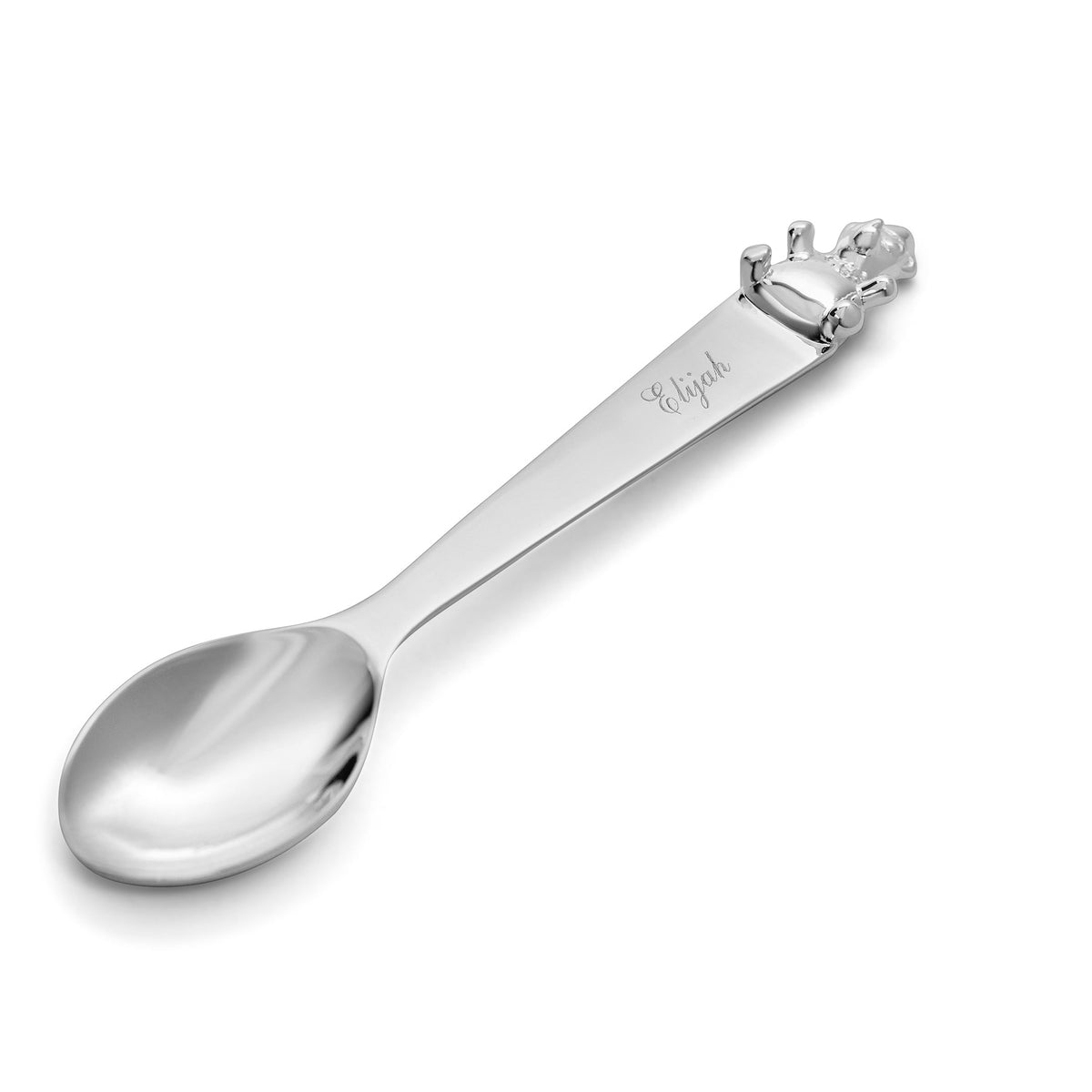 Teddy Sterling Silver Baby Feeding Spoon by Krysaliis– All Silver Gifts