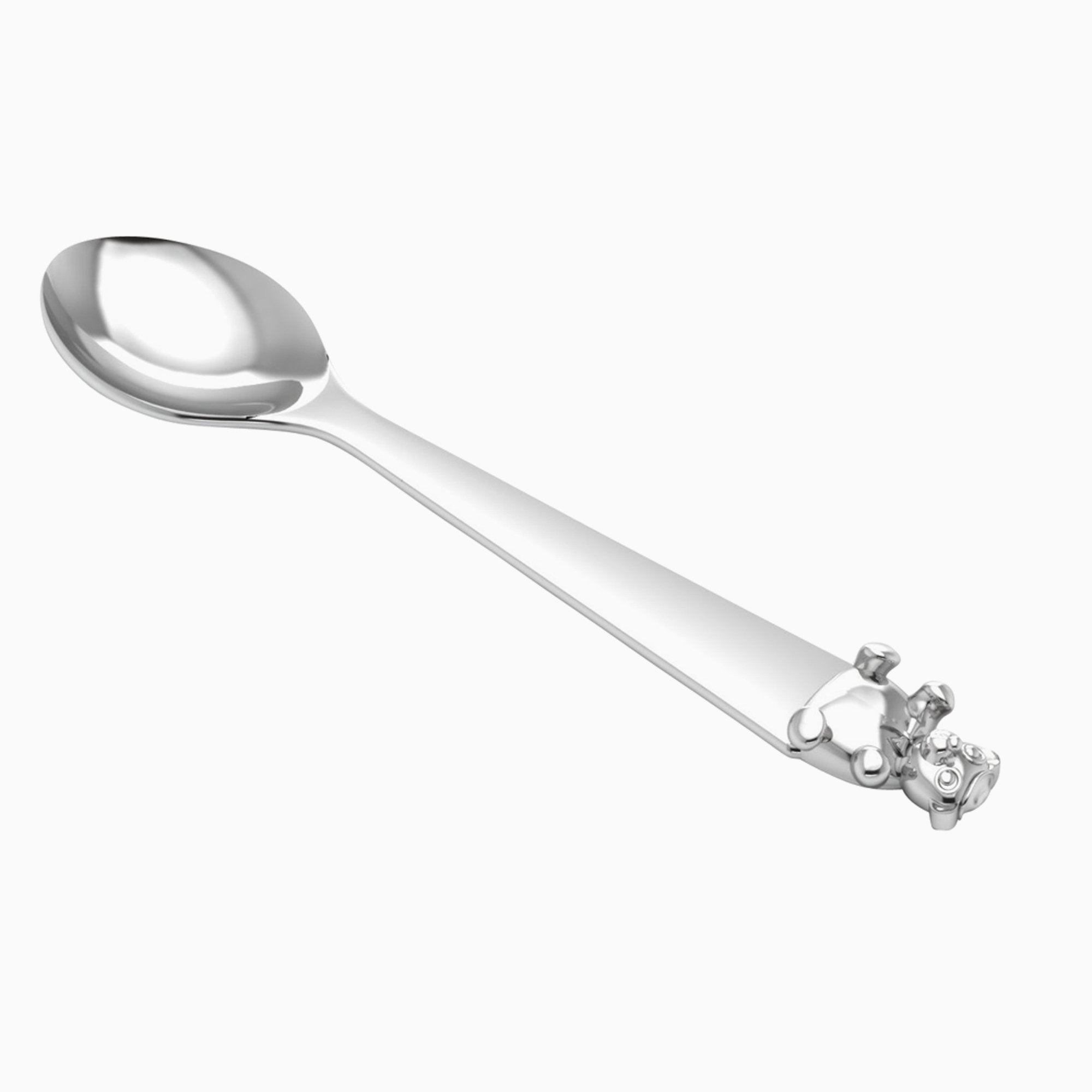 Teddy Sterling Silver Baby Feeding Spoon by Krysaliis– All Silver Gifts