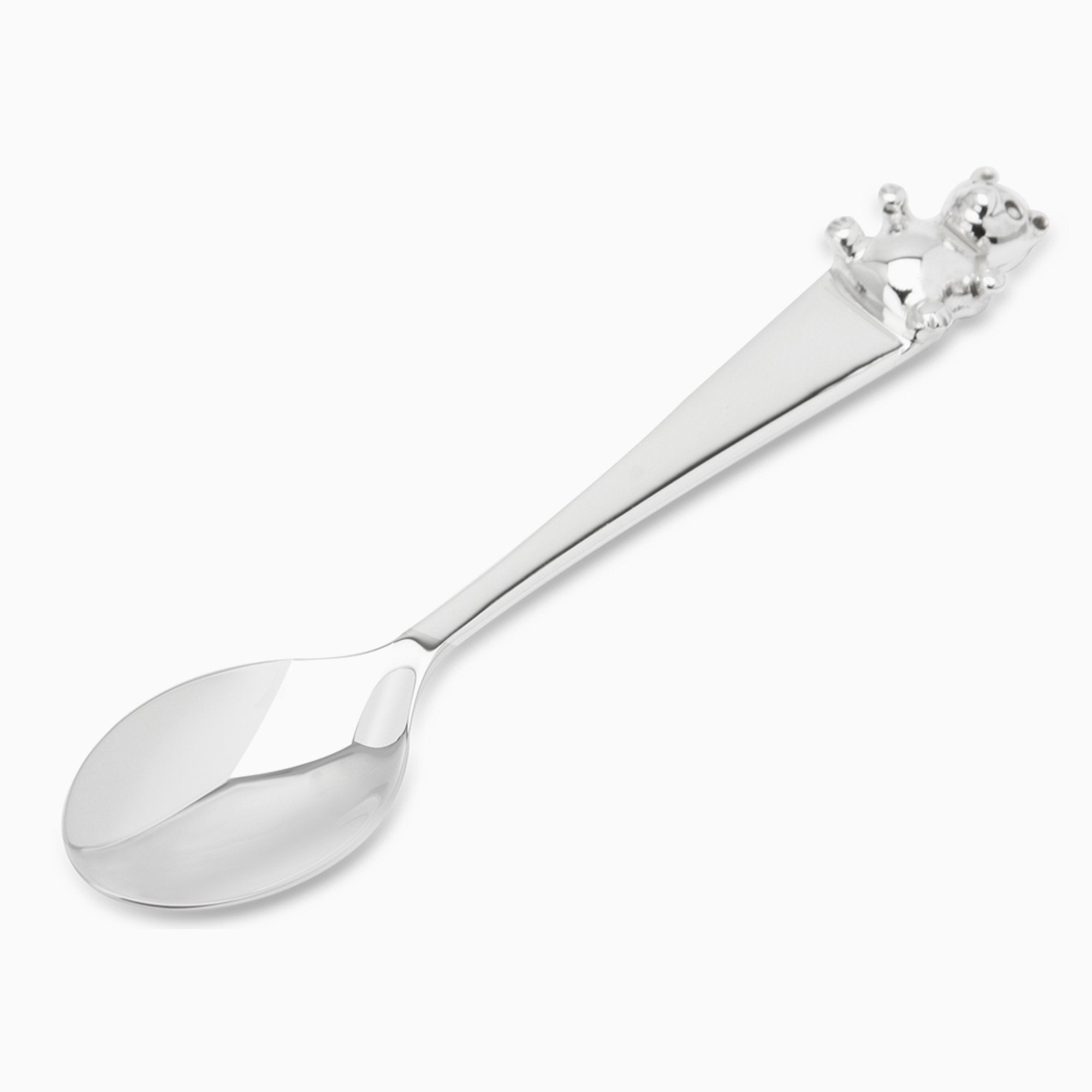 Teddy Sterling Silver Baby Feeding Spoon by Krysaliis– All Silver Gifts