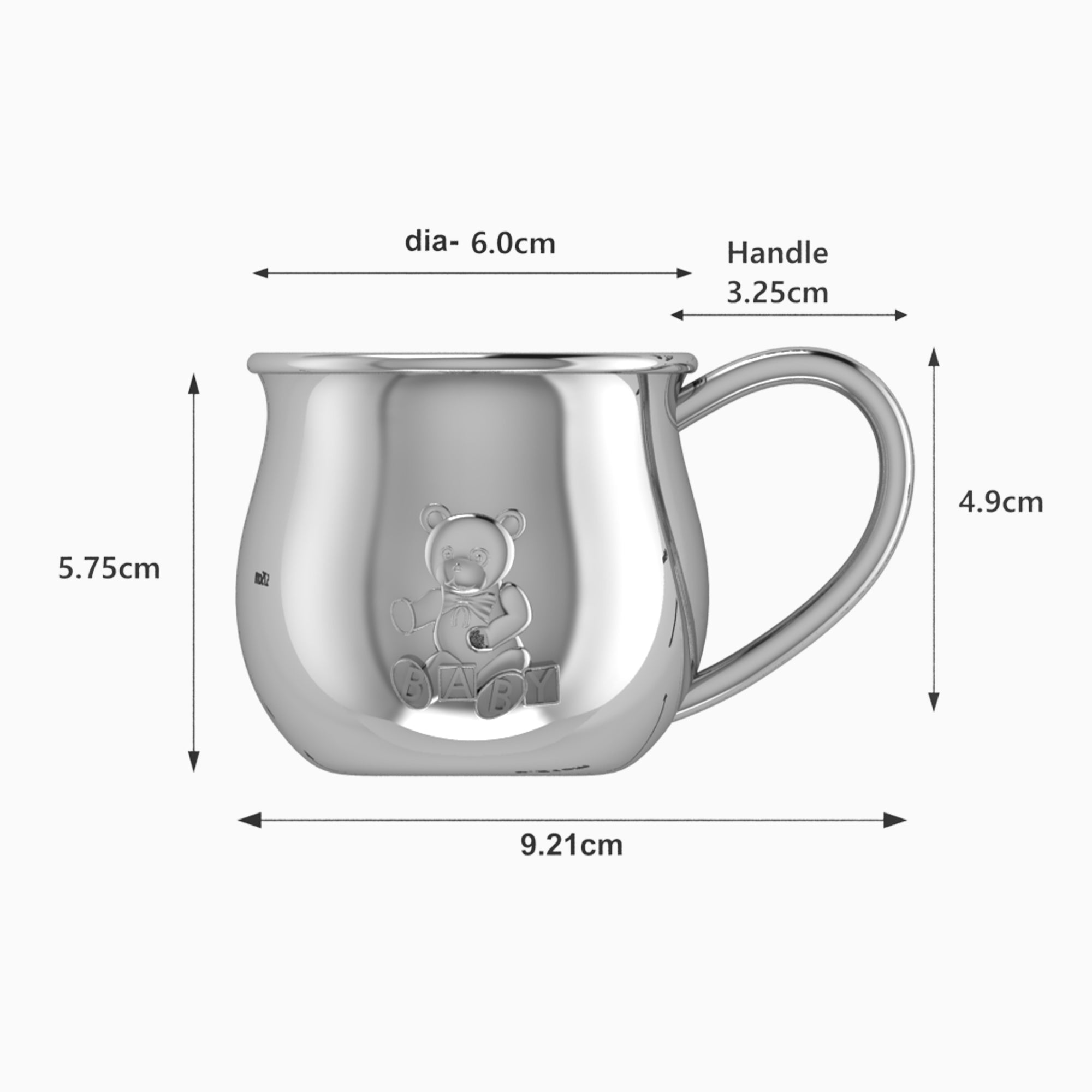 Sterling Silver Teddy Embossed Baby Cup by Krysaliis - All Silver Gifts