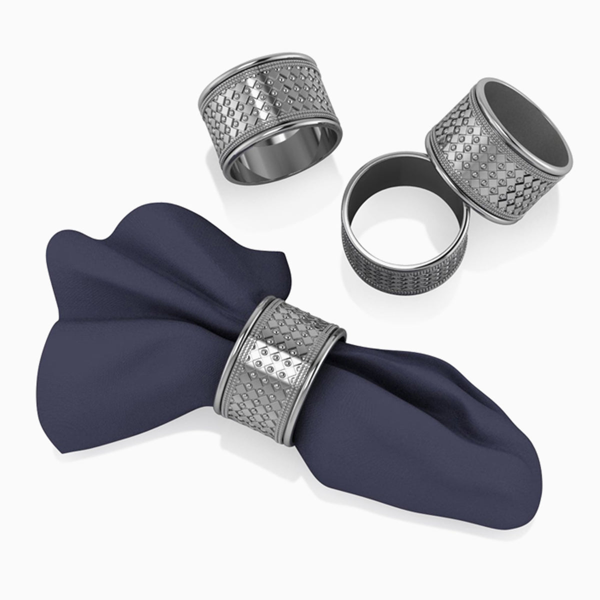 Gothic Silver-plate Napkin Rings by Krysaliis - Set of 4 - All Silver Gifts