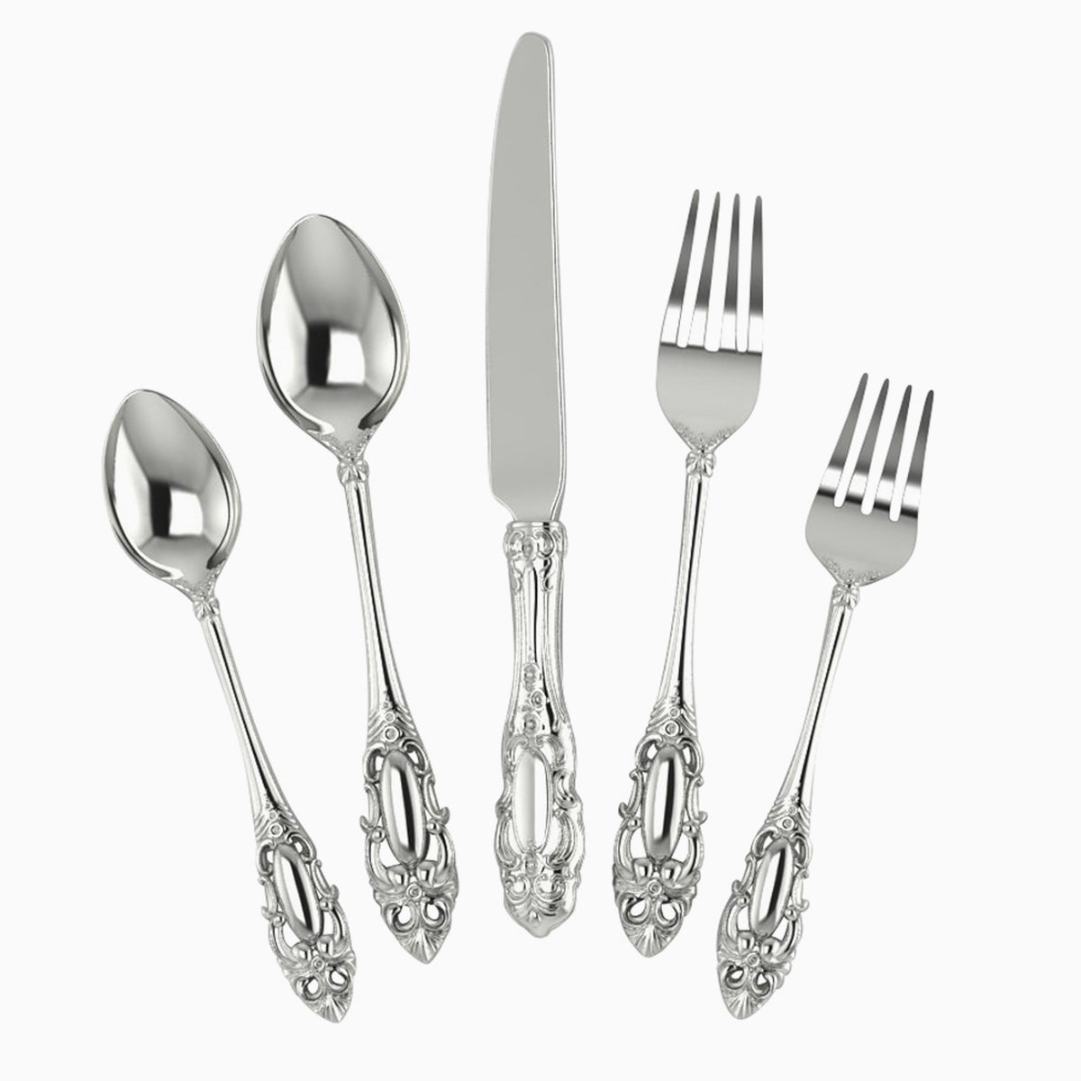 Timeless Krysaliis Victorian 5-Piece Silver Plate Flatware Set– All ...