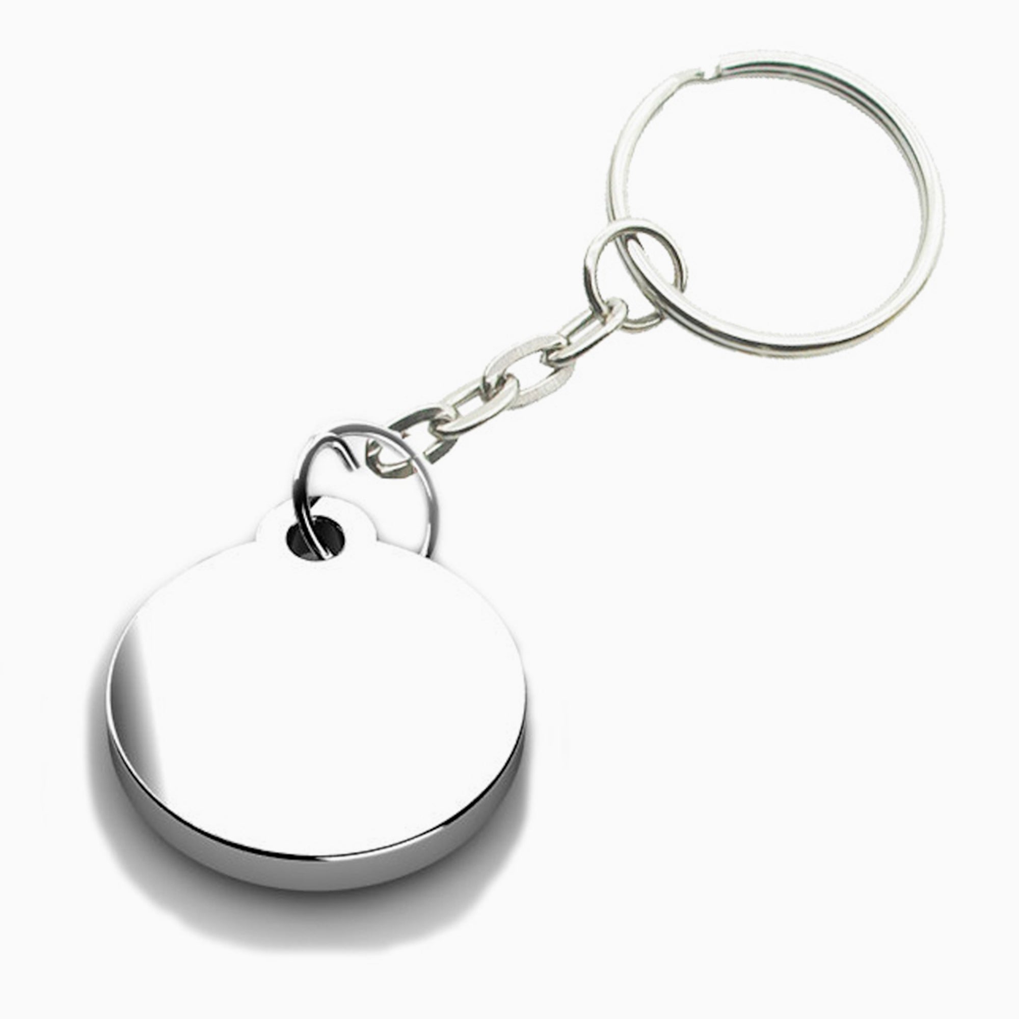 Round Sterling Silver Keychains Engraved by Krysaliis– All Silver Gifts