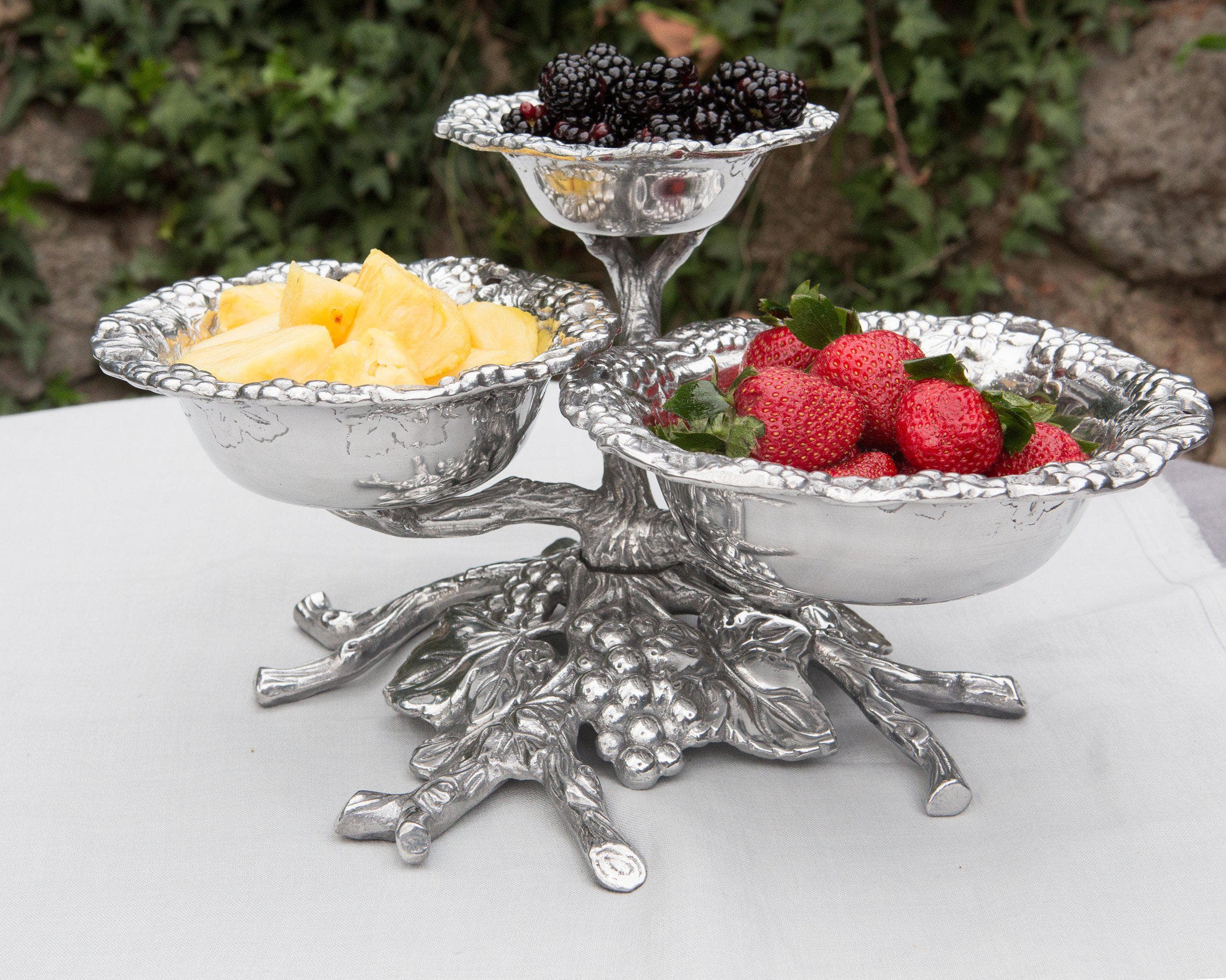 Arthur Court Grape 3-Tiered Bowl Server– All Silver Gifts